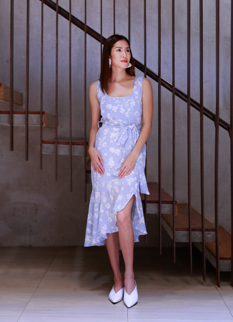 Floral Stripes Dress with Belt - Helé Clothing