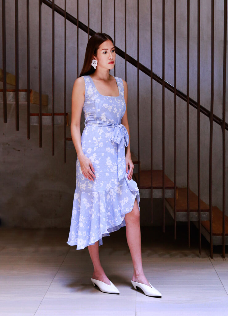 Floral Stripes Dress with Belt - Helé Clothing