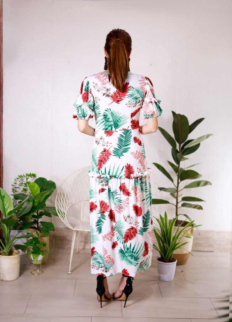 Bubble Sleeves Floral Dress - Helé Clothing